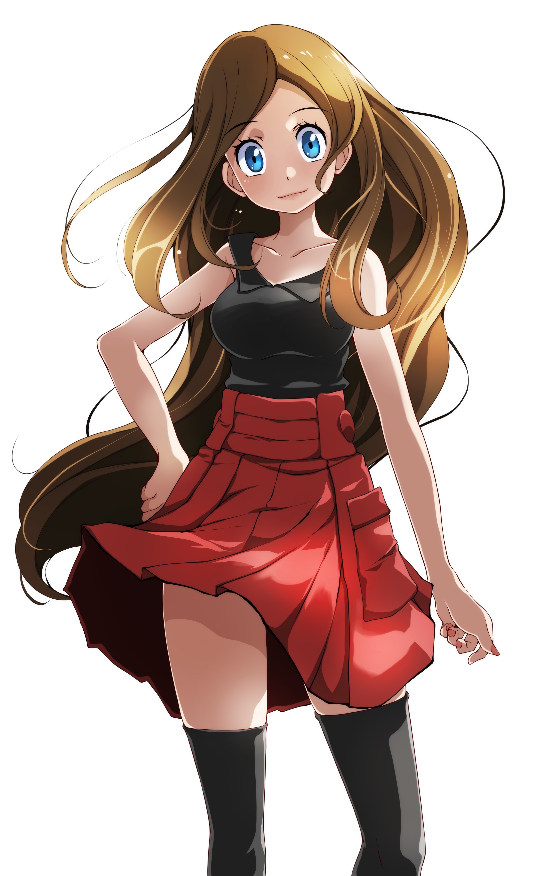 tsukishiro saika pokemon pokemon xy serena (pokemon) skirt lift thighhighs | #1080632 | yande.re